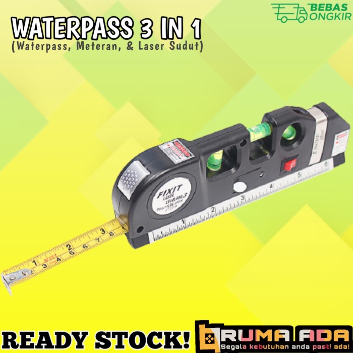 Jual Waterpass Fixit Level Pro Waterpass 3 in 1 Laser Meteran 250 cm ...