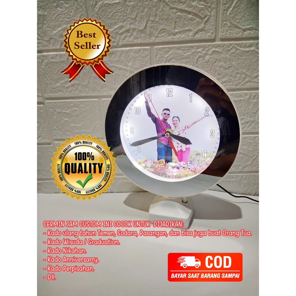 Jual Jam cermin ajaib bisa custom foto ucapan kado custom murah unik ...