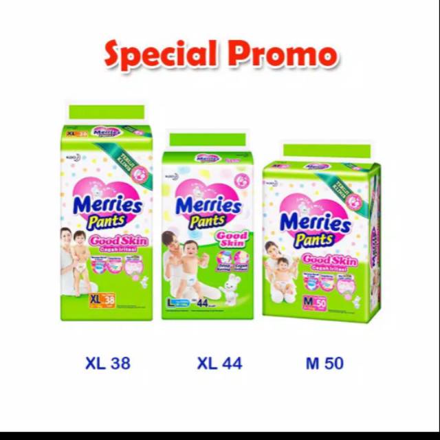 Jual Merries good skin M50 L44 XL38 popok anak | Shopee Indonesia