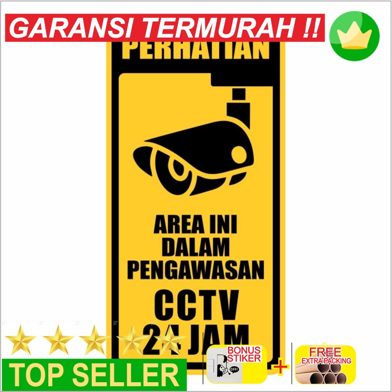 Jual Promo Rambu Sign CCTV 24 JAM Pengawasan CCTV 25cm x 50cm Plat ...