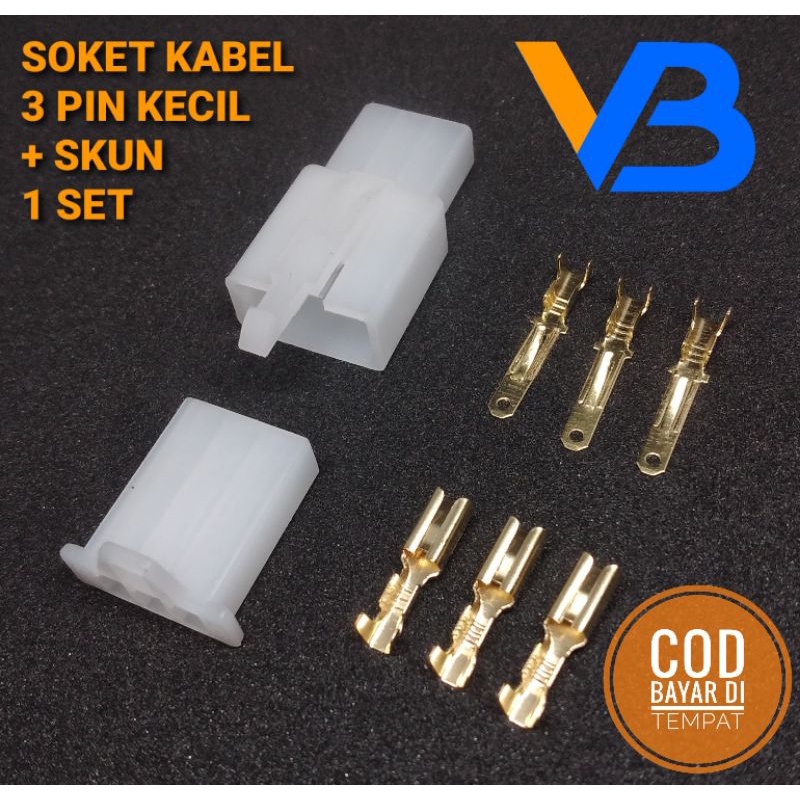 Jual Socket 3 Pin Kecil Sambungan kabel Motor Soket Konektor Kabel ...