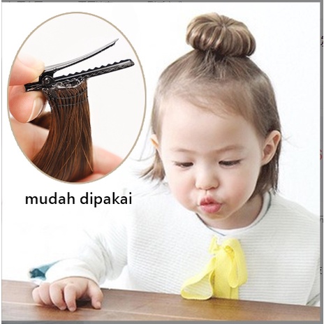Jual 1Buah Korea Fun Bun / Jepit Rambut Palsu Anak Bayi / Jepit Cepol ...