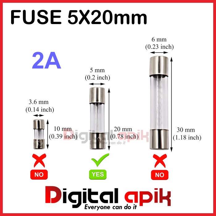 Jual Fuse 5X20 mm Sekering Sekring Sikring Kaca Glass 250V 2 A Skring ...