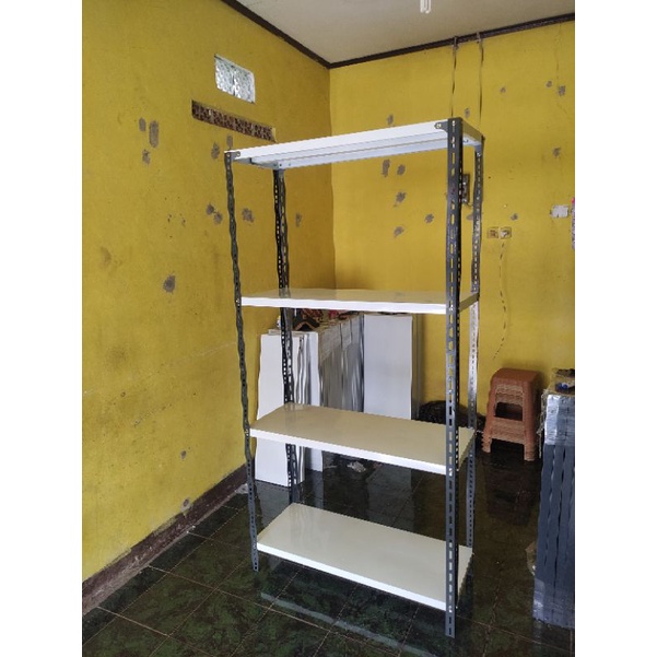 Jual RAK BESI 4 SUSUN TIANG 2 METER PUTIH | Shopee Indonesia