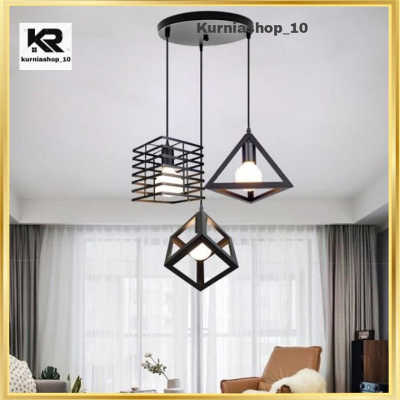 Jual Lampu Hias Gantung Minimalis Modern 1 Set 3 Cabang Lampu Dekorasi Cafe Lampu Ruang Tamu ...