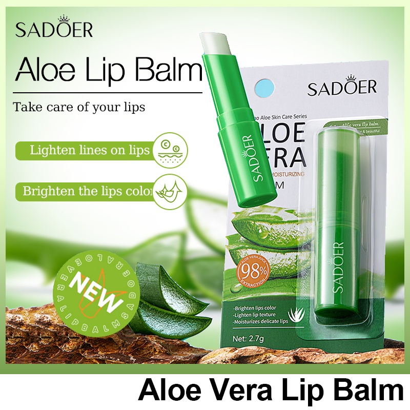 Jual Sadoer Lip Balm Aloe Vera 98% Moisturizing Lip Balm Lipstick Soothing Gel Moisturizing And ...