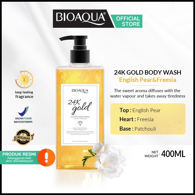 Jual BPOM - BIOAQUA 24K Gold Body Wash 400ml Shower Gel | Shopee Indonesia