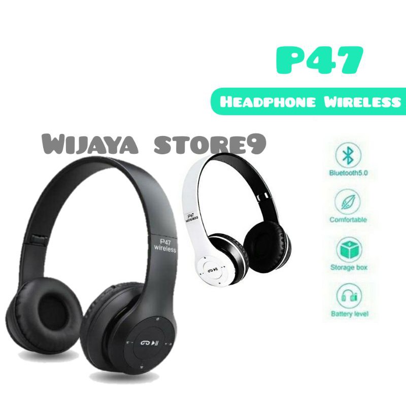 Jual Headphone Bluetooth P47 Pro Headphone Tanpa kabel/Nirkabel Pure Bass Premium Quality WS9 ...