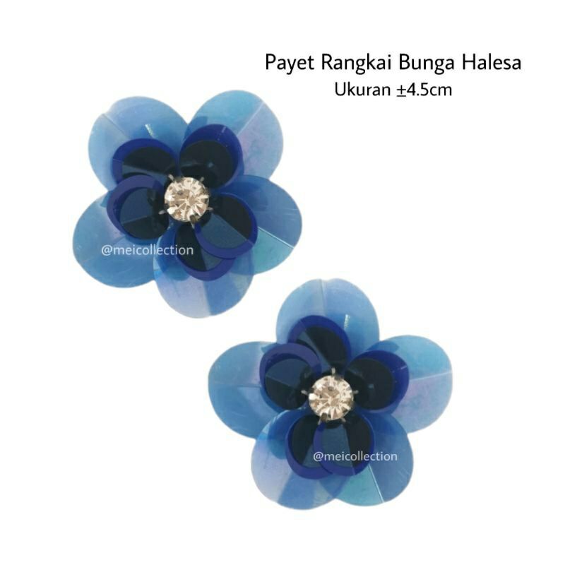 Jual payet bunga 3D aplikasi rangkai APB Halesa 4cm 5cm navy dongker ...