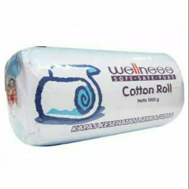 Jual Wellness Cotton Roll 1000 gr Kapas Gulung / Kapas Putih / Pembalut ...