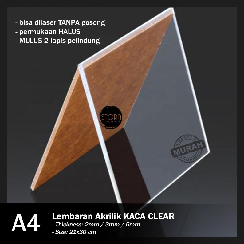 Jual STORA Acrylic Sheet CLEAR 3mm / Lembaran AKRILIK Kaca Bening - A4 ...