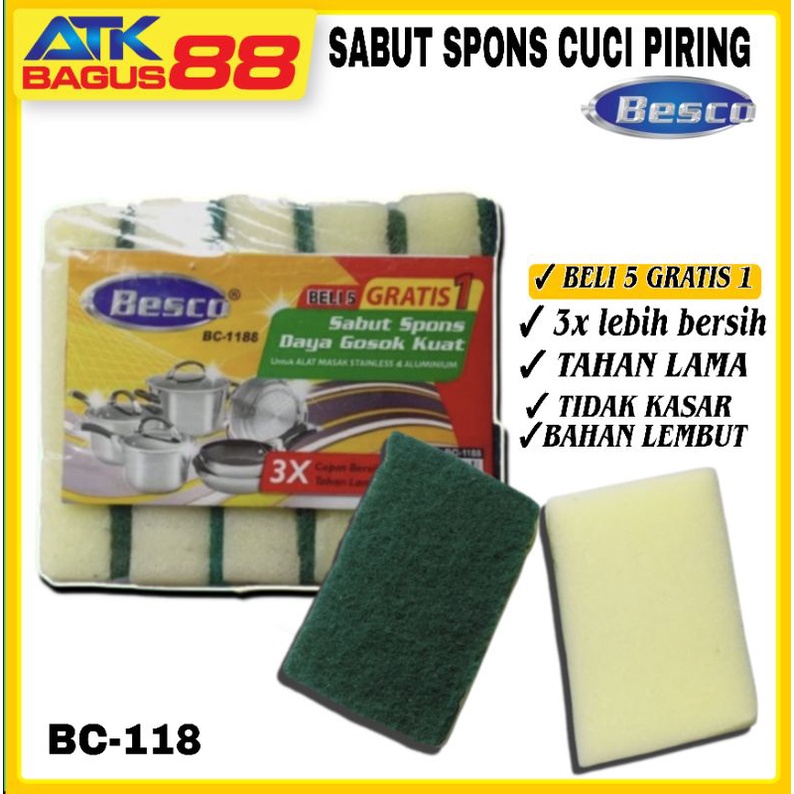 Jual SABUT SPONS CUCI PIRING BESCO BC-1188 harga/1pack | Shopee Indonesia