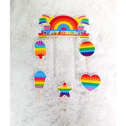 Jual cake topper/topper banner/topper kue POP IT/hiasan kue POP IT ...