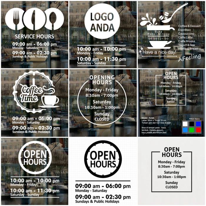 Jual Cutting Sticker Open Hours Jadwal Buka Resto Stiker Kaca Cafe Kafe ...