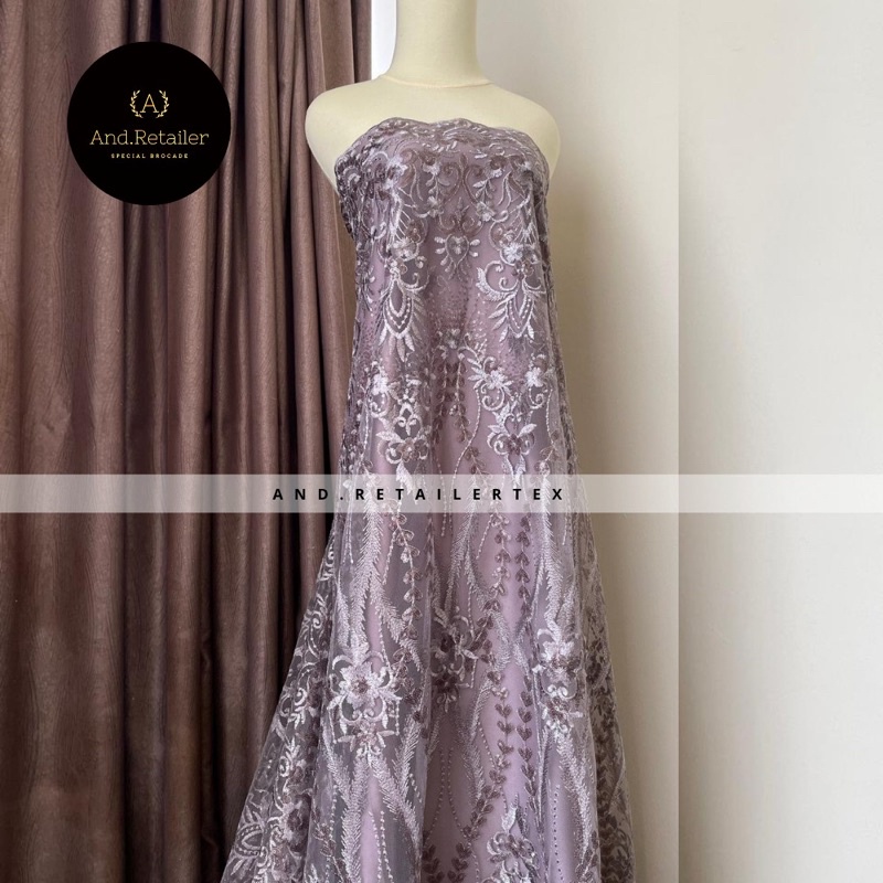 Jual Dasar Kebaya Brokat Tile Payet Gloria Warna Ungu Taro | Shopee ...