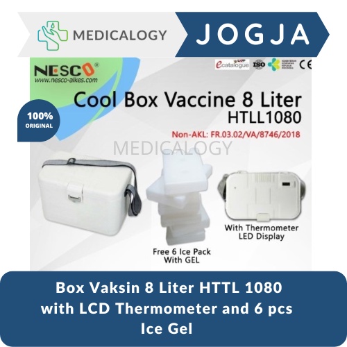Jual Box Vaksin 8 Liter HTTL 1080 with LCD Thermometer and 6 pcs Ice ...