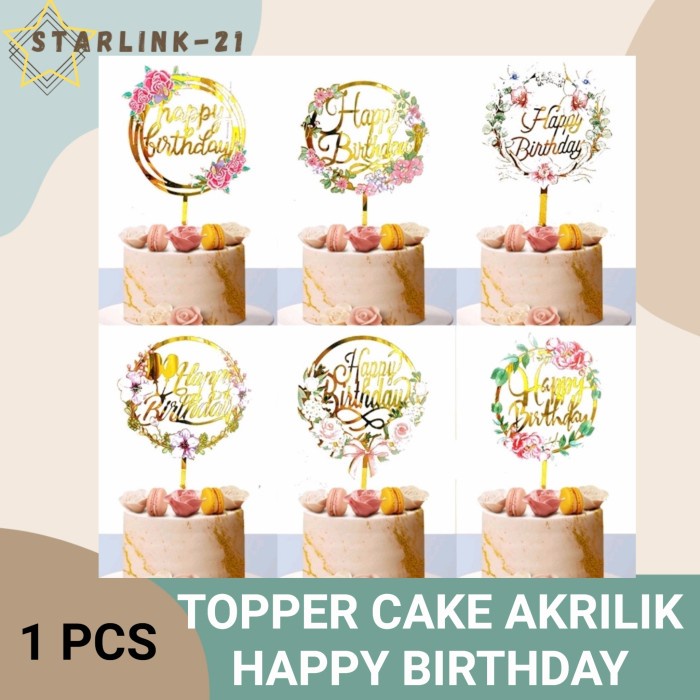 Jual TOPPER CAKE HAPPY BIRTHDAY | Topper Kue Ultah Akrilik Premium ...