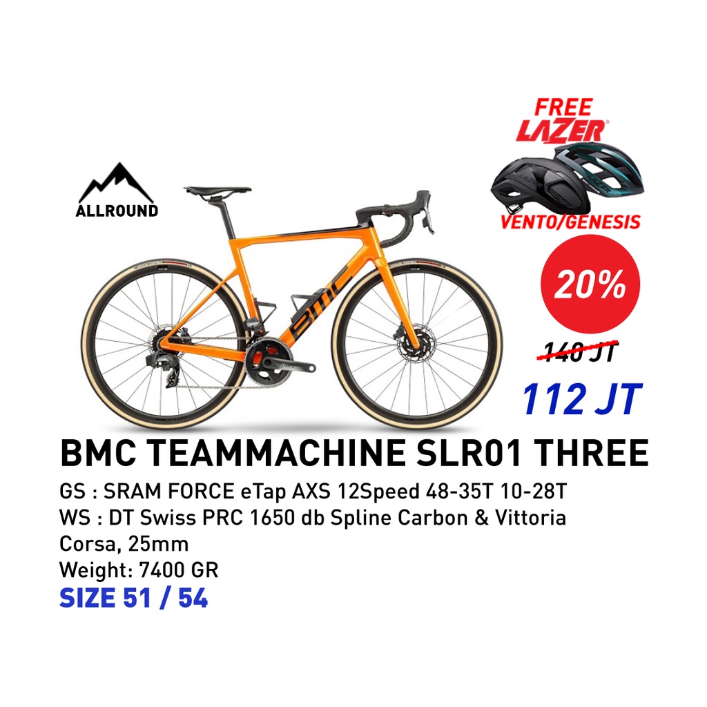 Jual BMC Teammachine SLR01 Three Sram Force AXS Black Carbon Sepeda ...