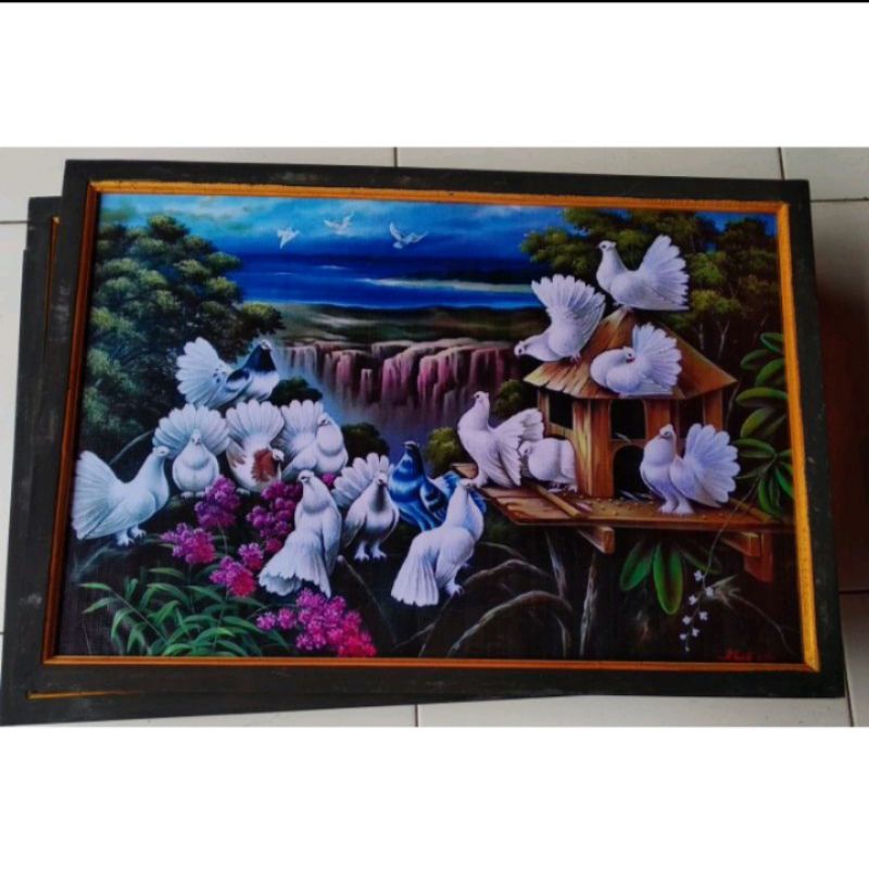 Jual lukisan cetak burung merpati putih plus bingkai uk 65x45 | Shopee ...