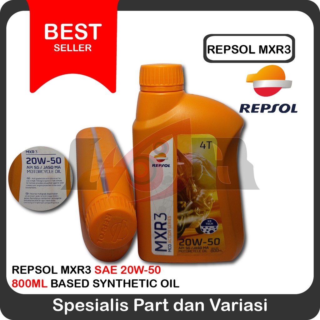 Jual Oli Repsol Moto 4T Super 20w50 MXR3 Motor Bebek 800ml Sport 1L ...