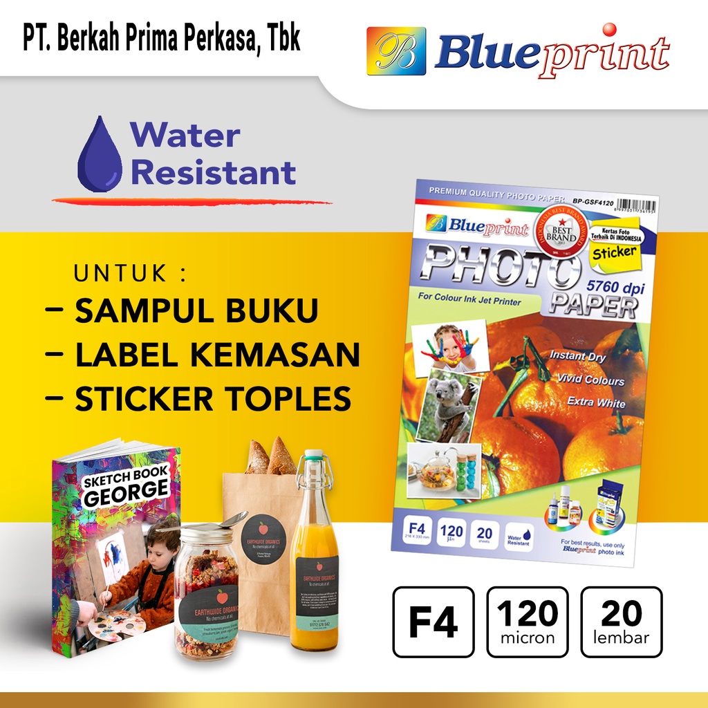Jual Kertas Glossy Sticker BLUEPRINT 120 gsm - F4 | Shopee Indonesia