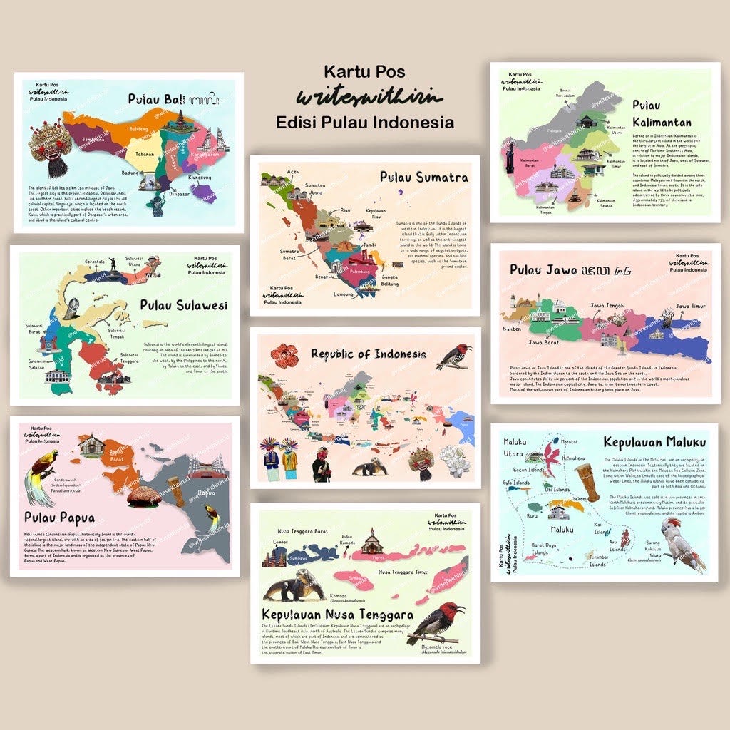 Jual (writeswithirin) Full Pack 9 Poster A4 Pulau/ Kepulauan Indonesia ...