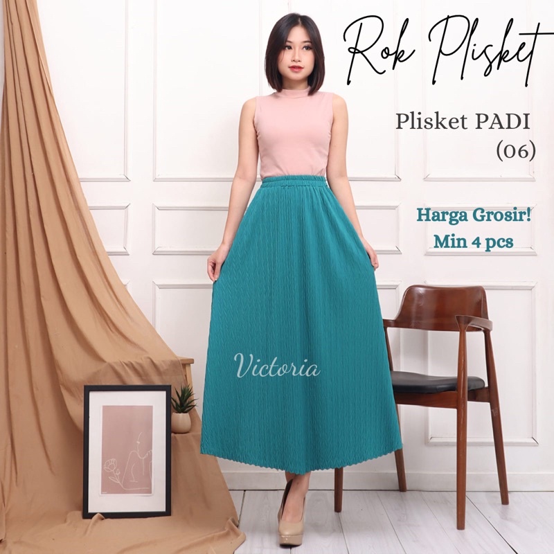 Jual (R06) Rok Plisket PADI panjang Hyget Super PREMIUM / Rok Prisket ...