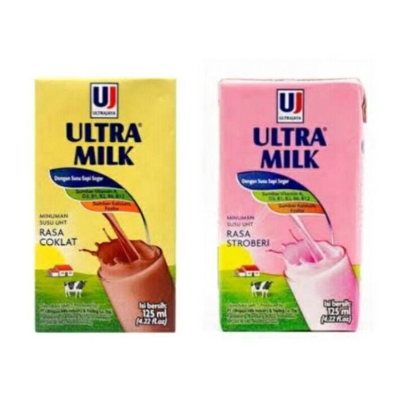 Jual Ultra Milk 125ml Coklat Strawberry / UHT Ultramilk 125ml | Shopee ...