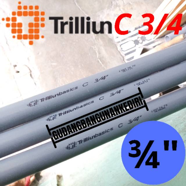 Jual Pipa PVC C 3/4" TRILLIUN | Pipa C 3/4" ABU TRILLIUN per 1 meter ...