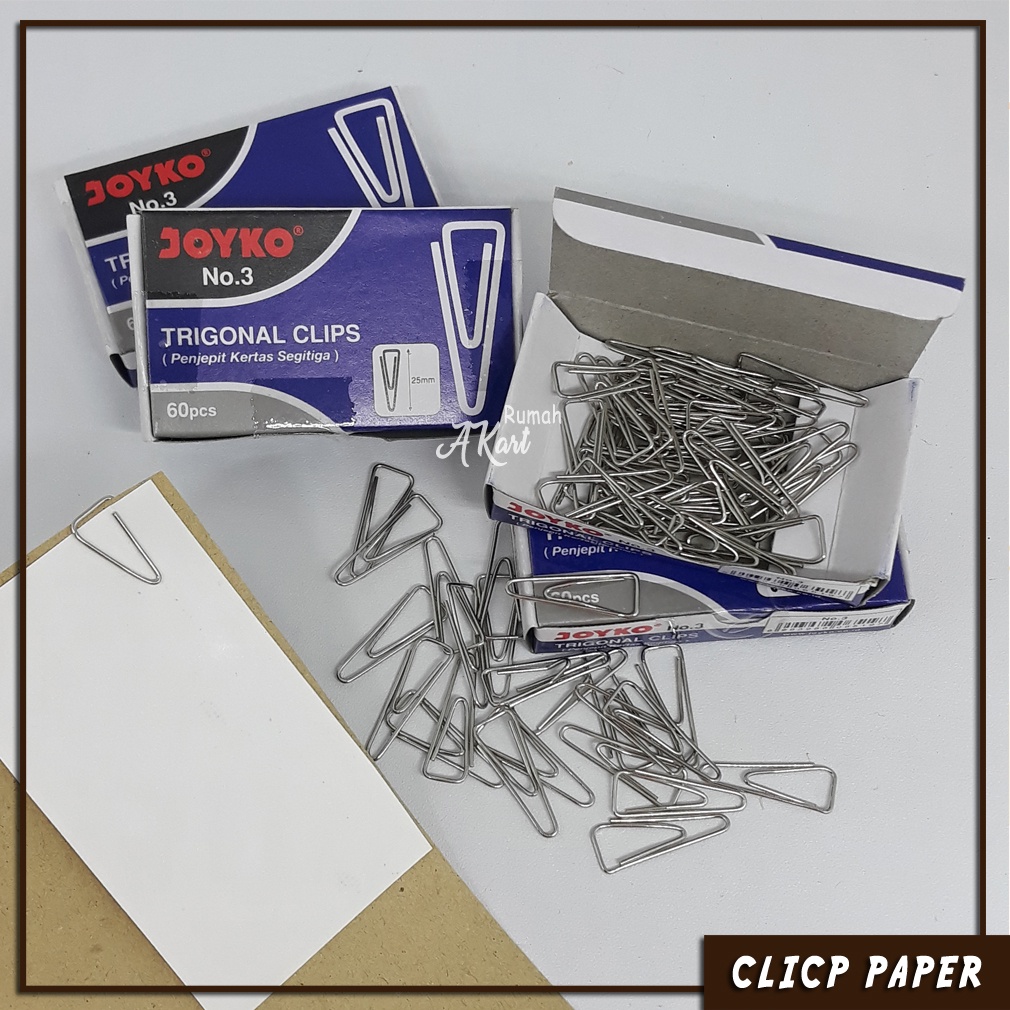 Jual Paper Trigonal Clip, Klip Penjepit Kertas Segitiga Joyko No. 3 ...