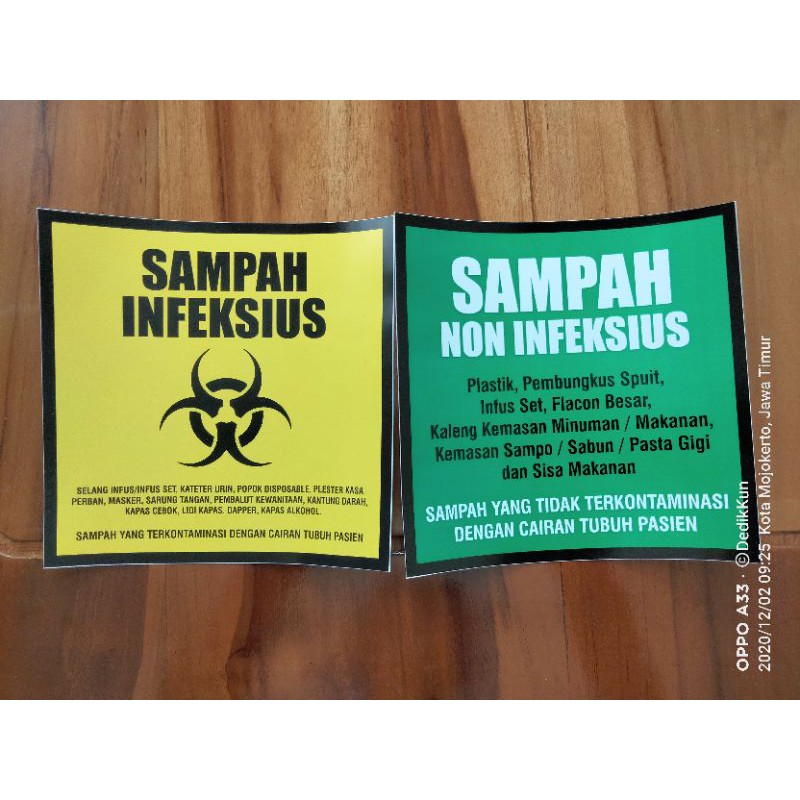 Jual Sepasang Stiker Sampah Infeksius dan non infeksius | Shopee Indonesia
