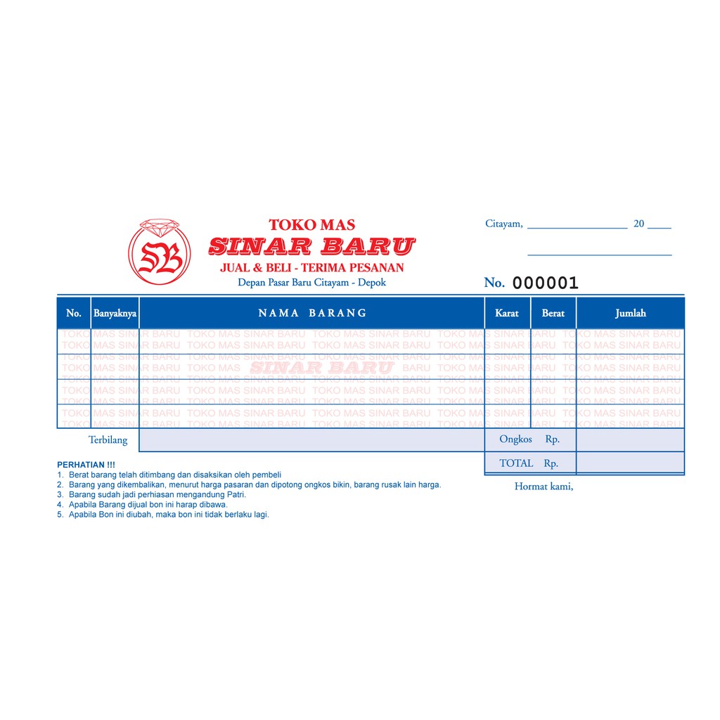 Jual 1/3F 3PLY 2WARNA +NOMOR CUSTOM NOTA, SURAT JALAN, KWITANSI, BON ...