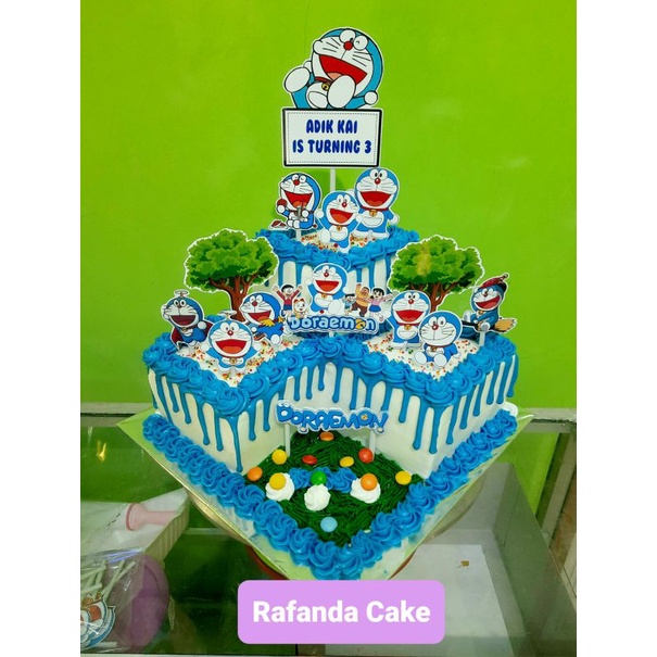 Jual topper kue ulang tahun toper ultah doraemon custom nama | Shopee ...