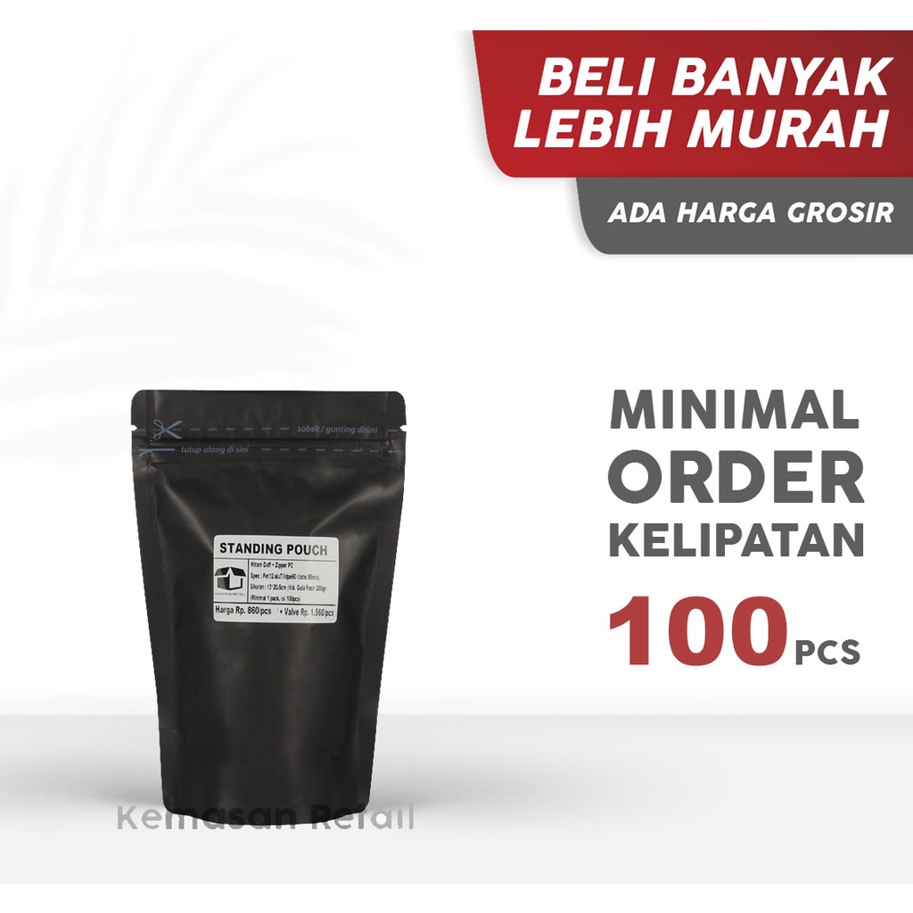 Jual Standing Pouch Aluminium Hitam Doff 9x15 cm (150g) PC - Packaging ...