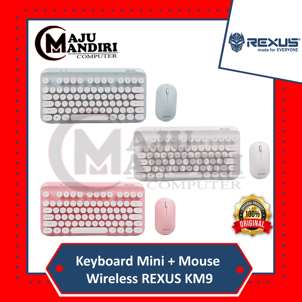 Jual REXUS KEYBOARD MOUSE WIRELESS KM9 COMBO - Mint White Pink | Shopee ...