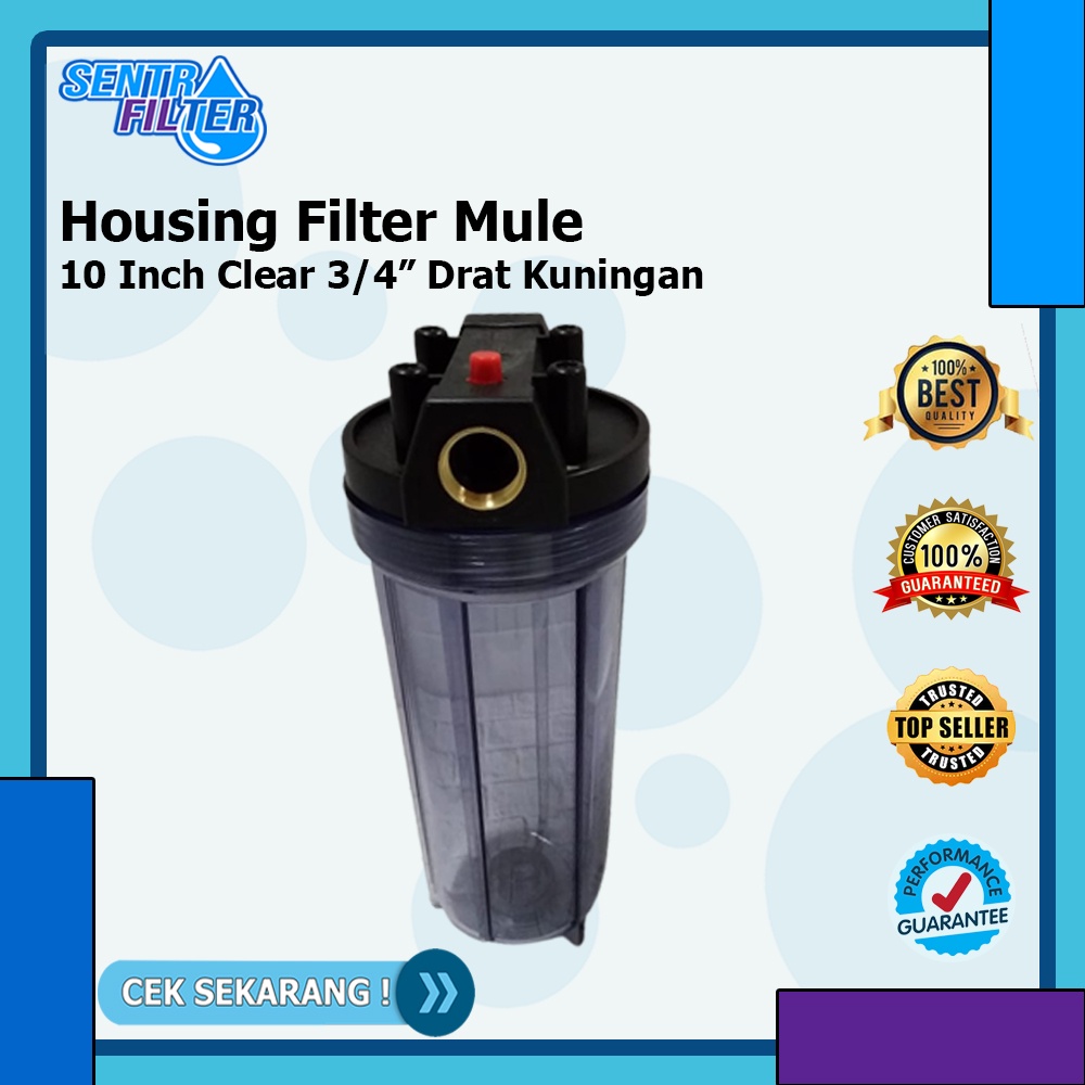 Jual Housing Filter Air 10 Inch Clear Mule Kuningan 3/4" Drat | Shopee ...