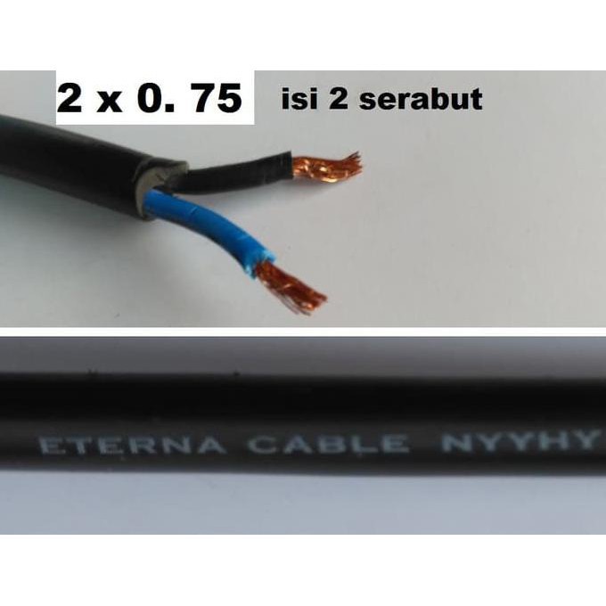 Jual [ROLL] ETERNA KABEL SERABUT NYYHY 2X0.75 50M / Kabel Serabut isi 2 HITAM SNI | Shopee Indonesia