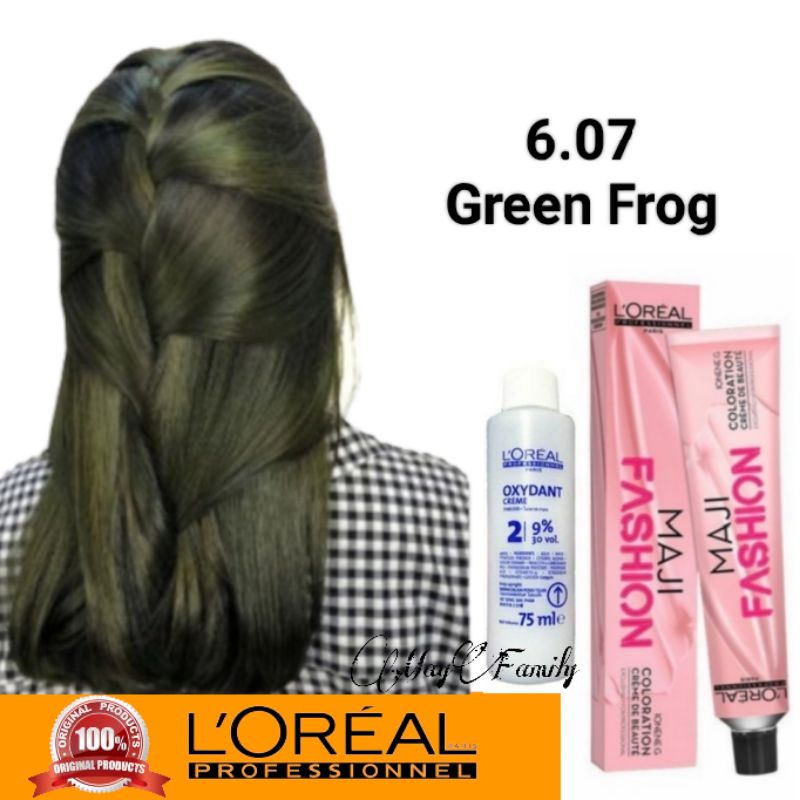 Jual Cat rambut loreal majifashion 6.07 green frog / Loreal majifashion ...