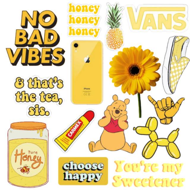 Jual Sticker case handphone tumblr ukuran 3-5cm (kuning) | Shopee Indonesia