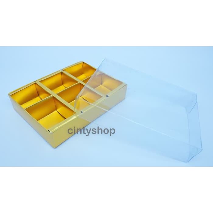 Jual Box Mika Sekat Emas / Box Praline / Box Coklat Sekat 6 (Isi 10 Pcs ...