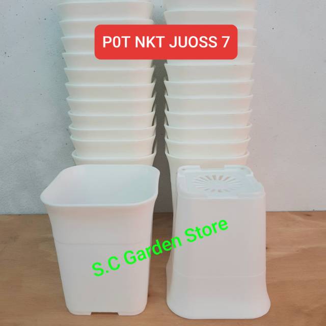 Jual POT KOTAK NKT JUOSS 7 WARNA PUTIH | POT BUNGA MINI 7 CM | POT ...