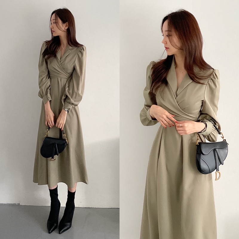 Jual Zico Dress Korean Simple Polos Basic Dinner Kancing Busui Plain ...