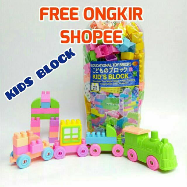 Jual (Ongkir1KG) Kids Block Bongkar Pasang Edukasi Blok / Balok Susun ...