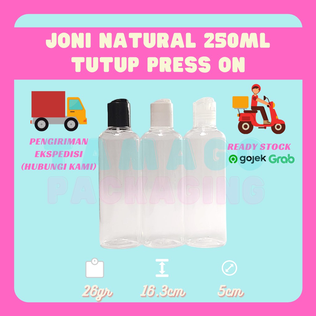 Jual Botol Plastik Joni Natural 250ml Tutup Press On (MINIMUM 10PCS ...