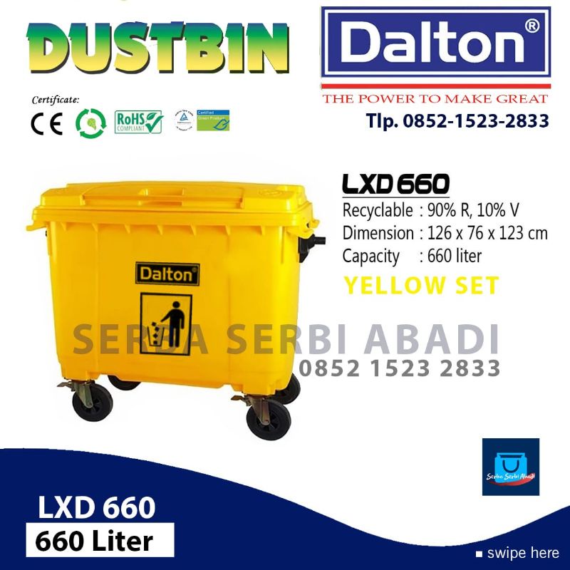 Jual tempat sampah besar HDPE 660 Liter kuning dalton | Shopee Indonesia