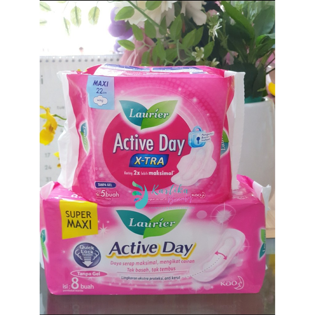 Jual LAURIER ACTIVE DAY MAXI PEMBALUT WANITA TANPA SAYAP / DENGAN SAYAP ...