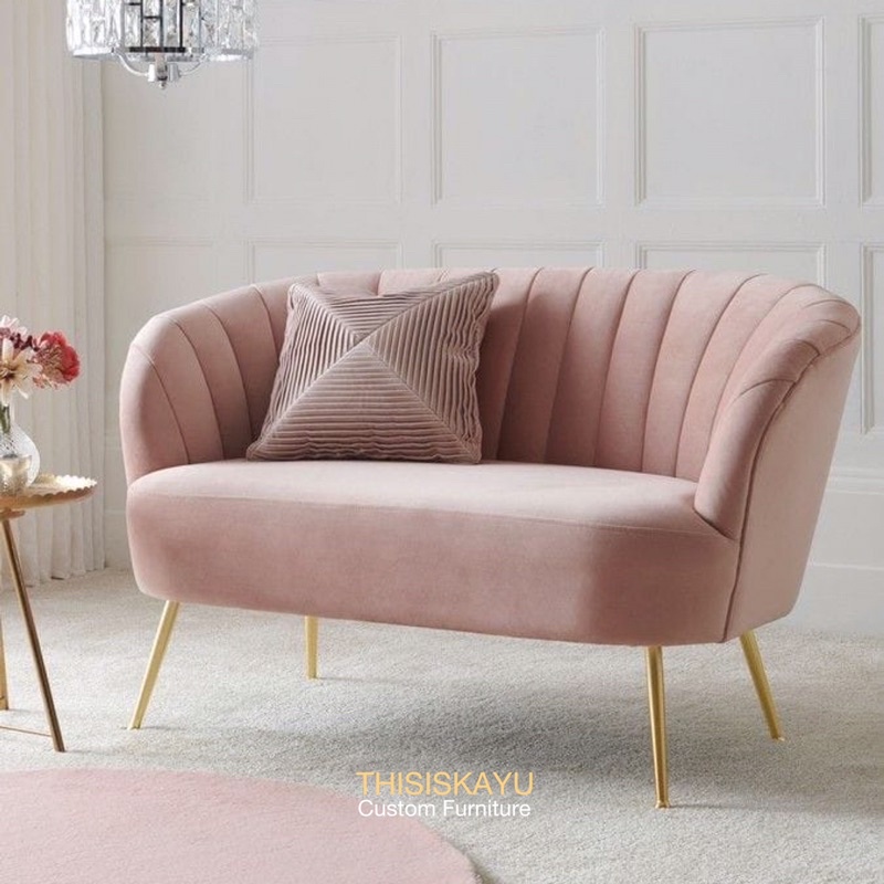 Jual SOFA TAMU PINK SOFT ELEGANT KAKI STAINLESS | SOFA CANTIK RUANG ...