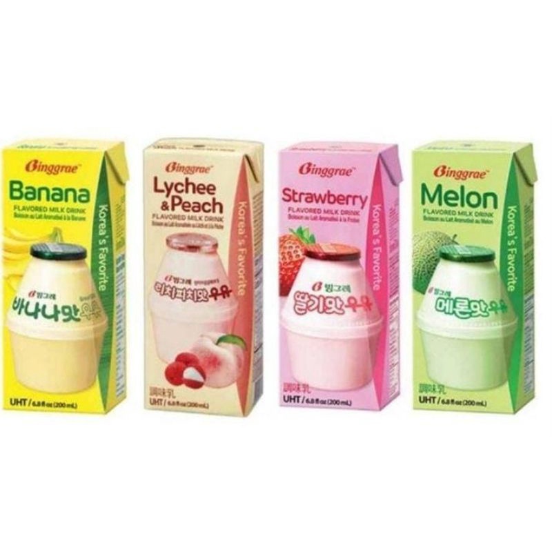 Jual Binggrae Korean Milk Susu Rasa Melon/Strawberry/Lychee&Peach ...
