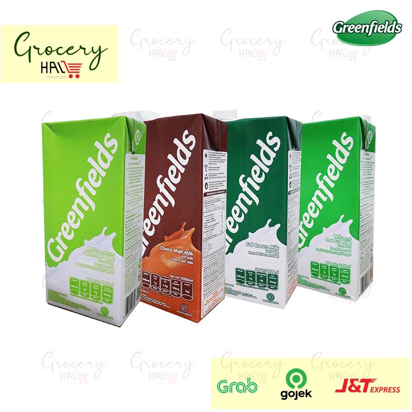 Jual SUSU UHT GREENFIELDS 1000 ML/1 LITER ( FULL CREAM / LOW FAT / SKIMILK / CHOCOMALT ...