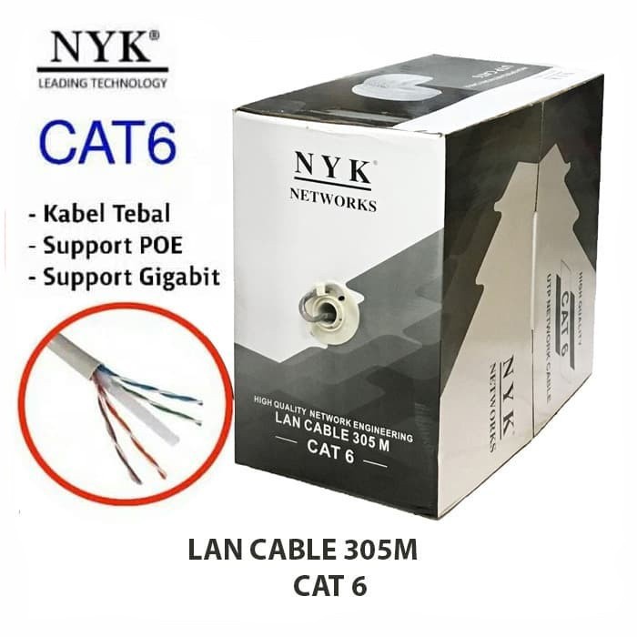 Jual Kabel LAN UTP CAT6 NYK 1 Box Roll dus 305 Meter CAT 6 - Kabel LAN ...